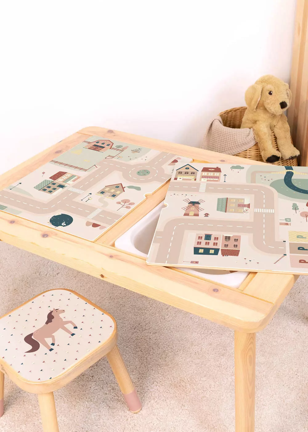 Klebefolie für IKEA FLISAT Kindertisch - Straße